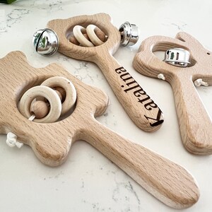 Personalized Baby Rattles. Wooden Baby Toy. Customized Baby - Etsy