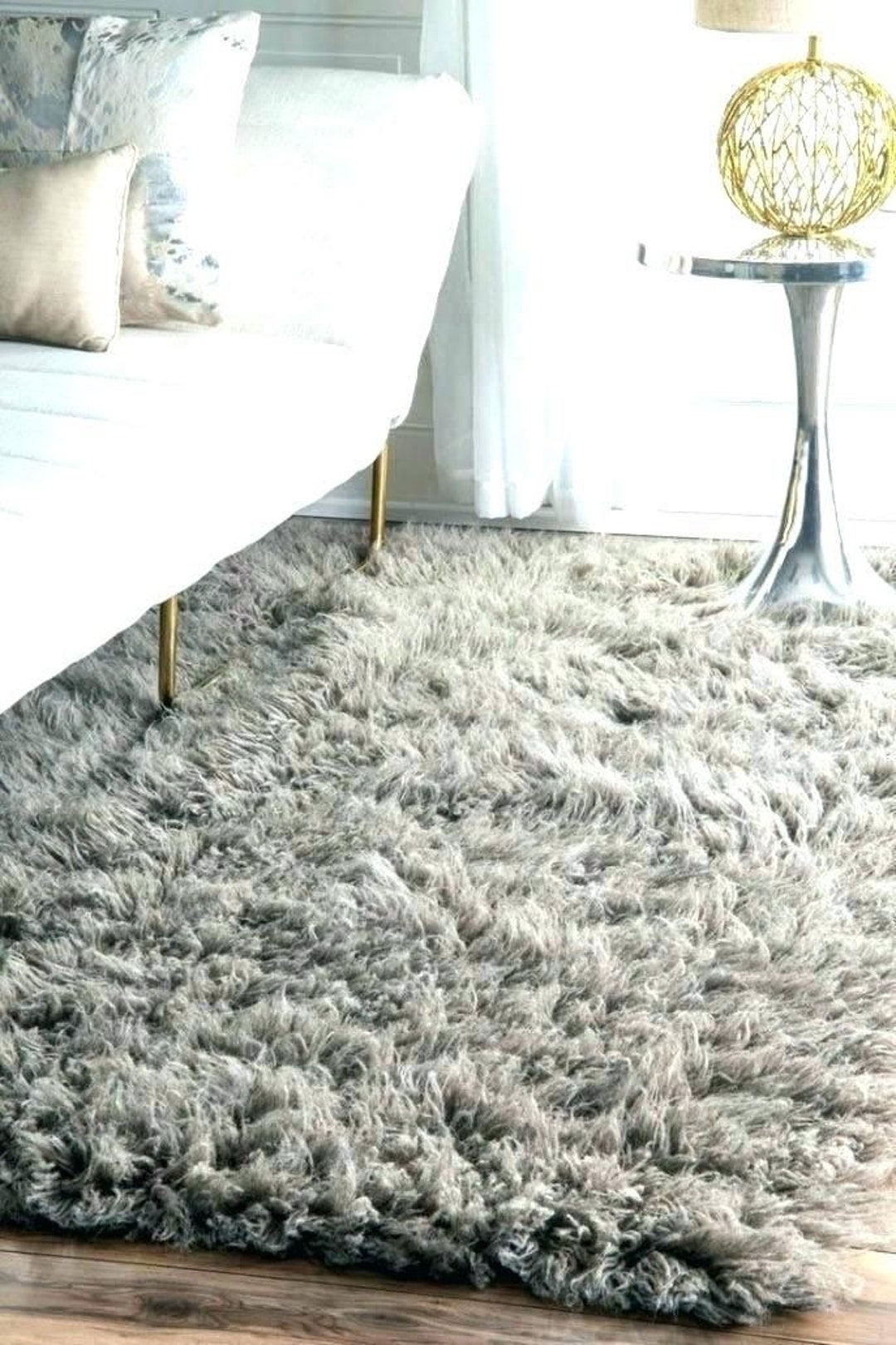 Grey Flokati Eco Fur Rug Sheep Wool Eco Carpet Hand Crochet 100 % ...