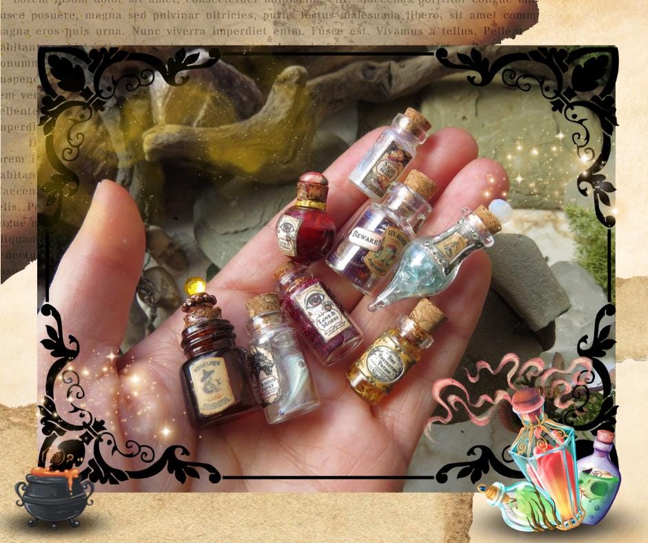 8 Miniature Potions Witchy! ELIXIRS Unique! Mini Glass Bottles - Etsy
