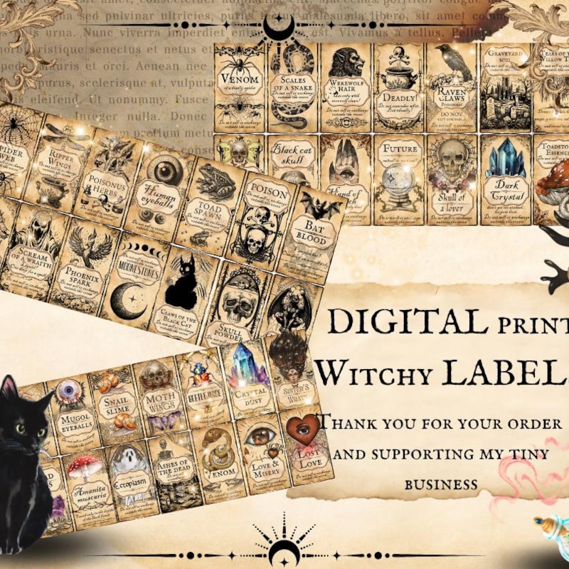 Witches Potion Labels 1:12 - Etsy