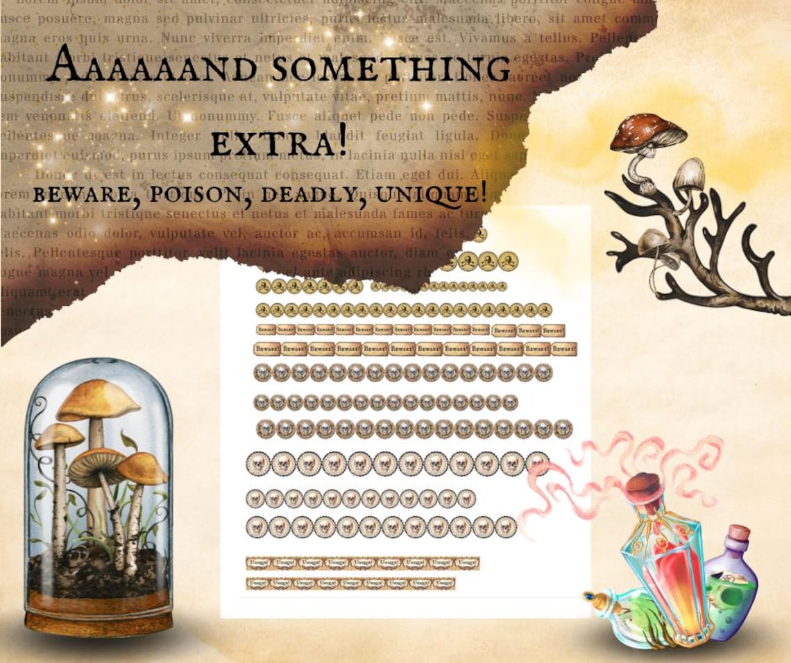 30!!! Miniature (or NOT) Witchy Apothecary Labels - Mushroom Labels ...