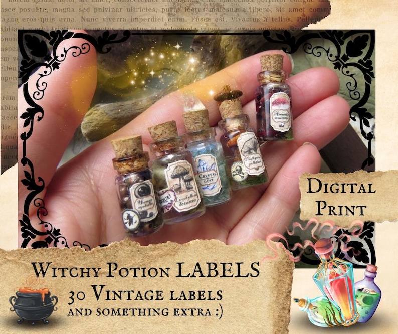 30!!! Miniature (or NOT) Witchy Apothecary Labels - Mushroom Labels ...