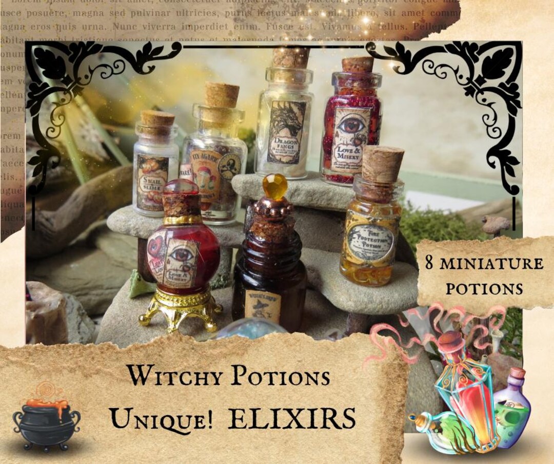 8 Miniature Potions Witchy! ELIXIRS Unique! Mini Glass Bottles - Etsy