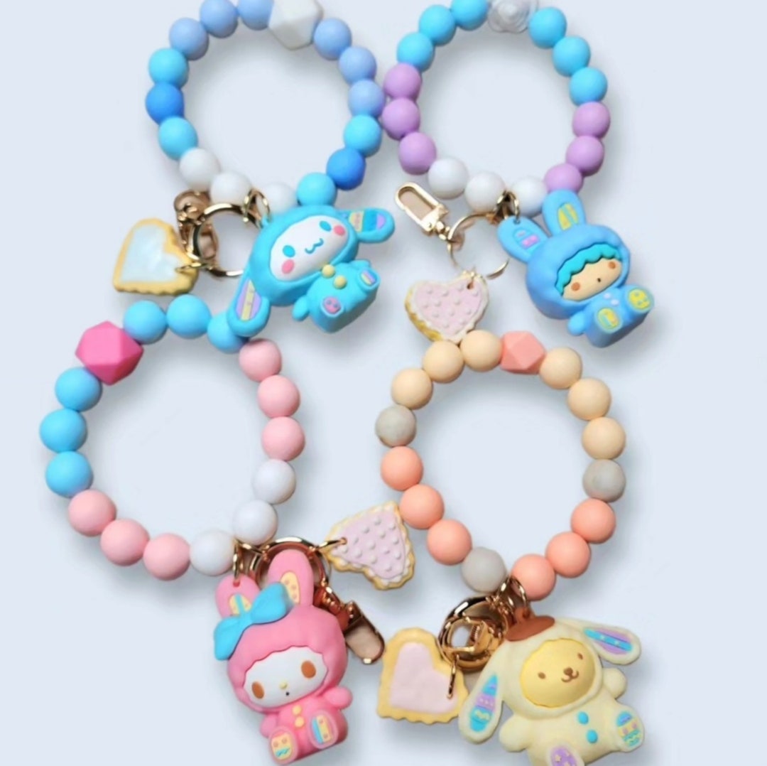 Silicone Bracelet Keychains| Beaded Cute Accessories| Kawaii Summer ...