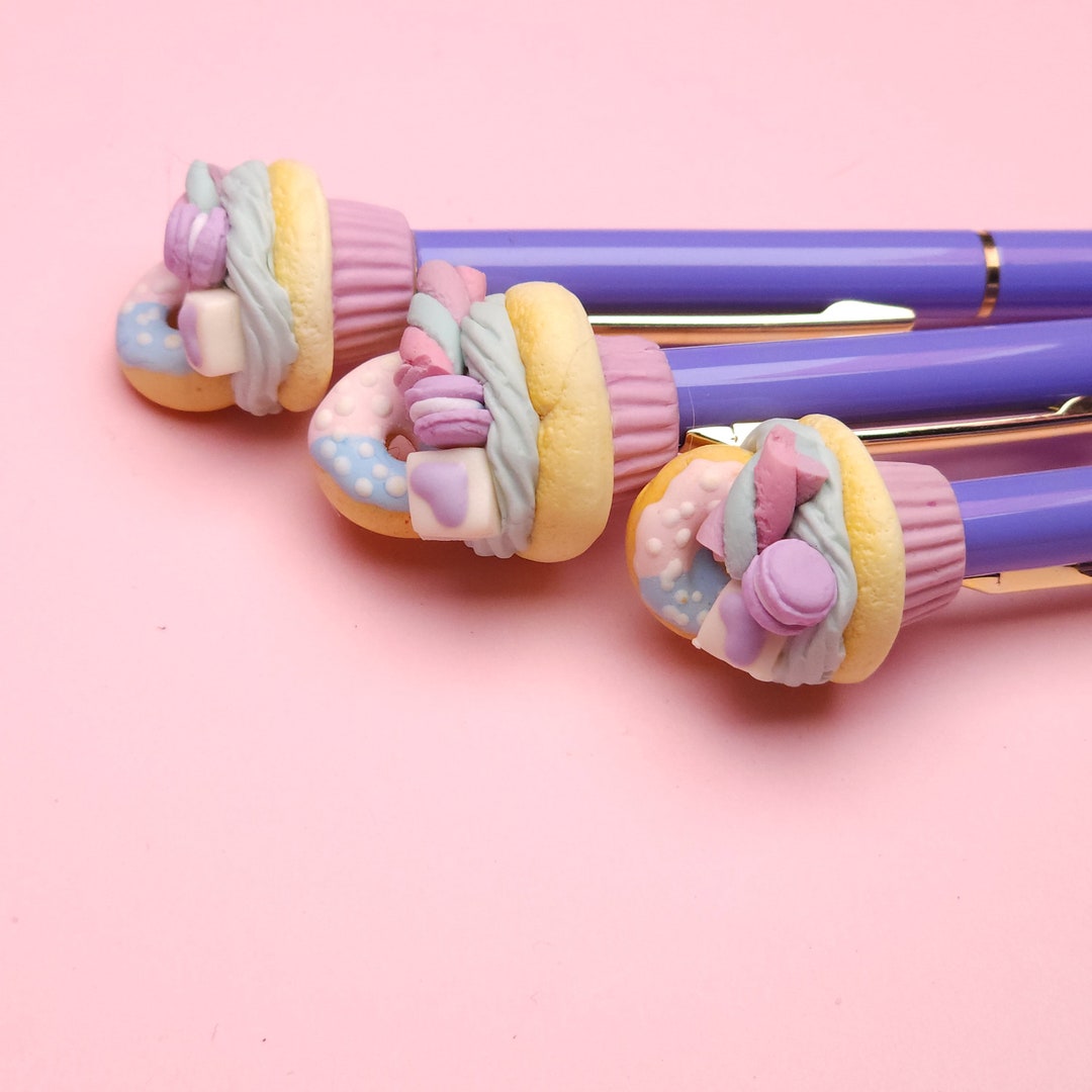 Cotton Candy Donut Cupcake Pen| Black Ink Slim-line Pen| Kawaii ...