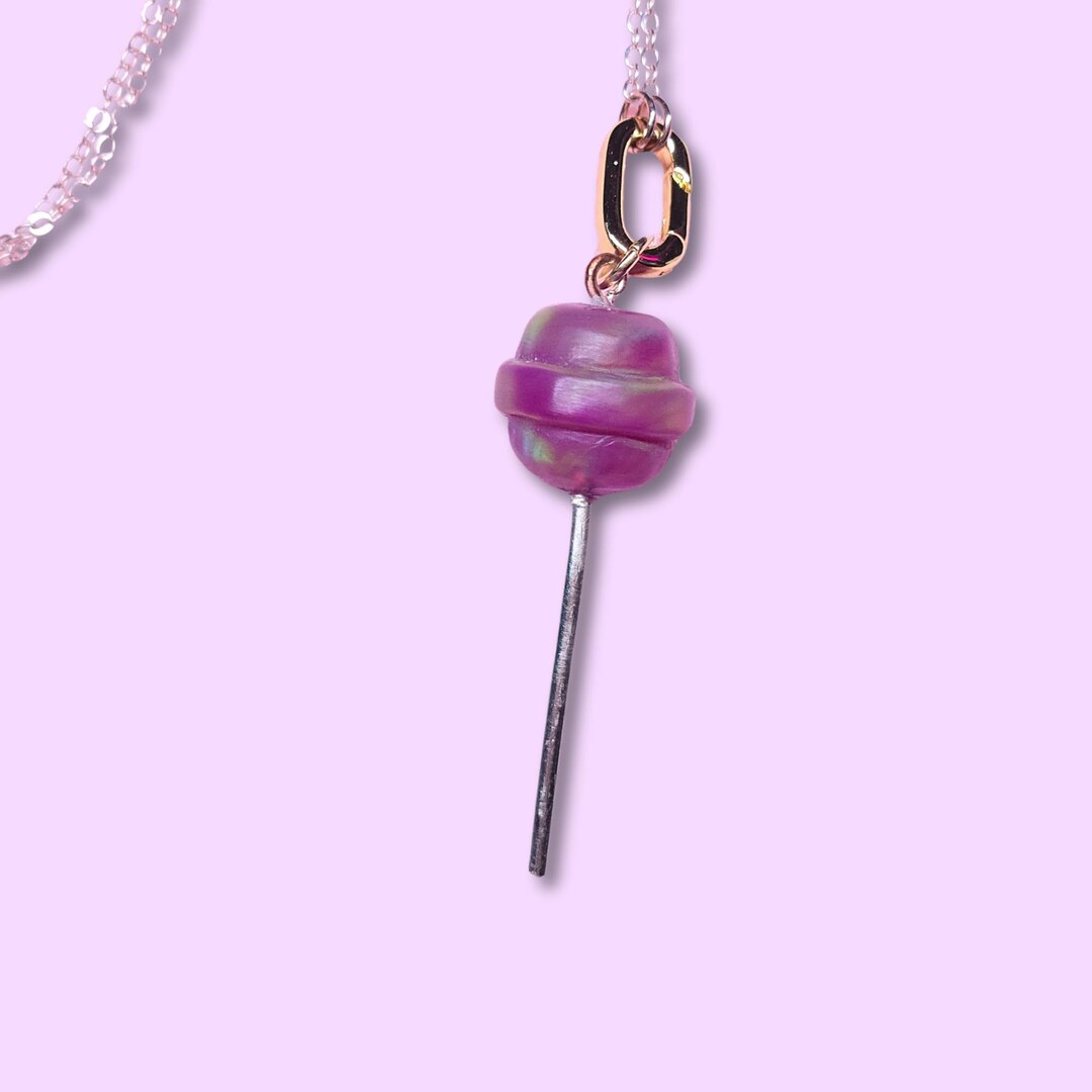Neon Purple 'grape' Lollipop |lab-created Opal Necklace| Handmade 22 ...