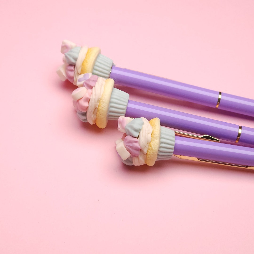 Cotton Candy Cupcake Pen| Black Ink Slim-line Pen| Kawaii Stationary ...