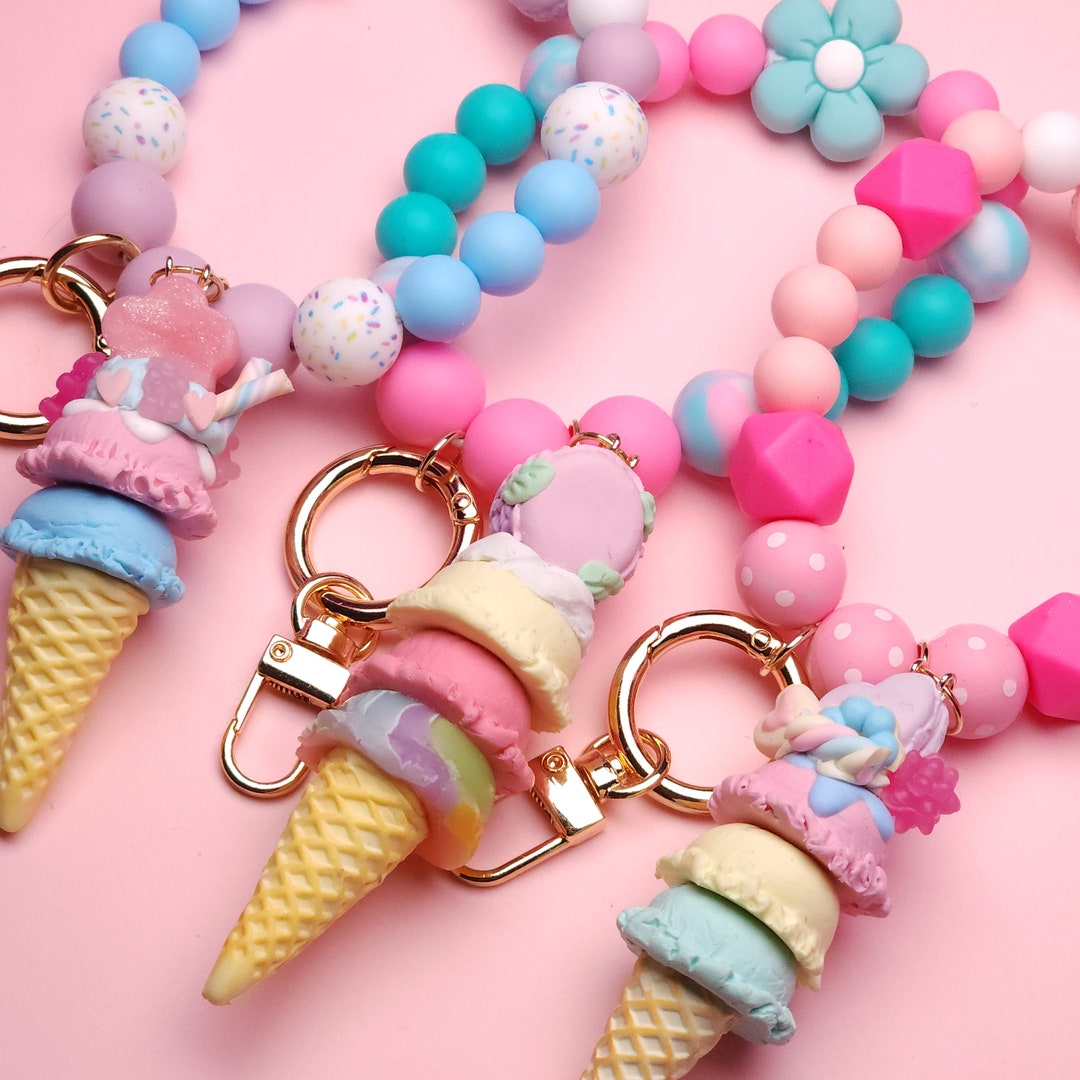 Ice Cream Bracelet Keychains| Beaded Cute Accessories| Kawaii Summer ...