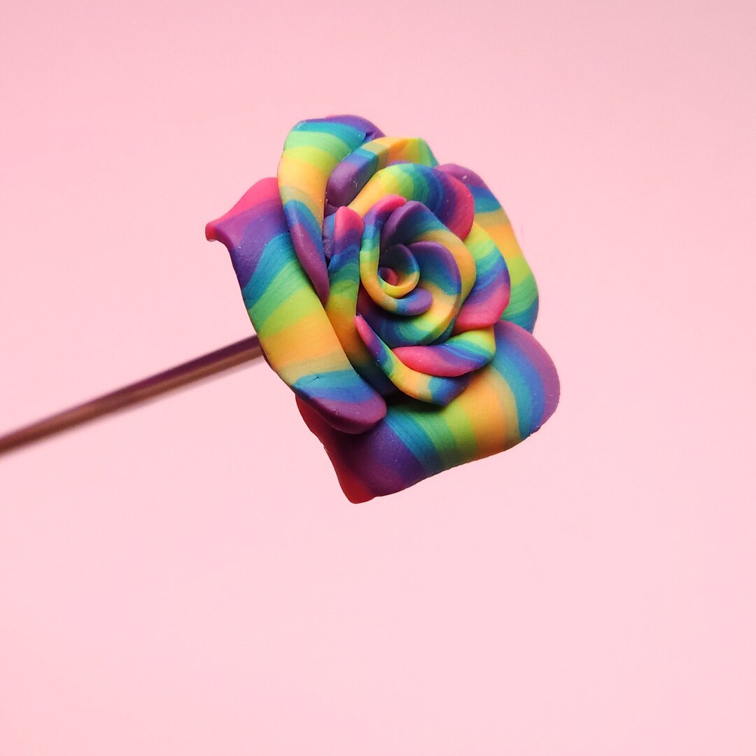 Striped Rainbow Rose Stir Stick| 8" Paddle Swizzle Stick| Coffee & Tea ...
