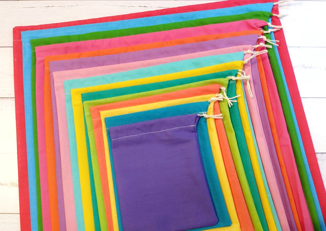 Reusable Fabric Pass the Parcel Bags, Set of Drawstring Party Gift Bags ...