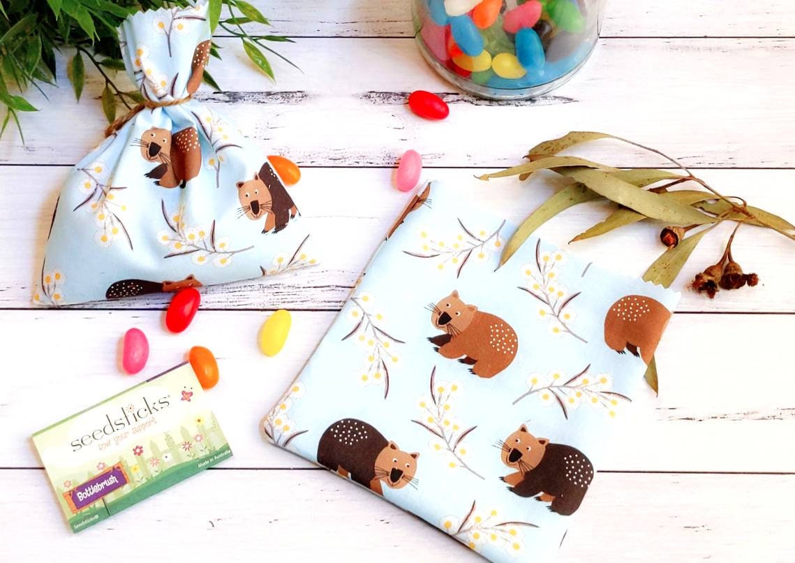 Wombat Party Bags Native Australian Animals Fabric Party - Etsy
