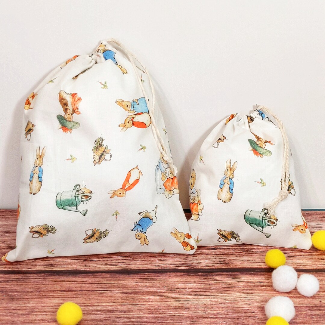 Rabbit Gift Bags, Drawstring Fabric Bunny Bags - Etsy Australia