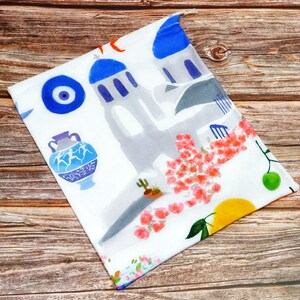 Reusable Gift Bags, Santorini , Greece Drawstring Fabric Bags - Etsy