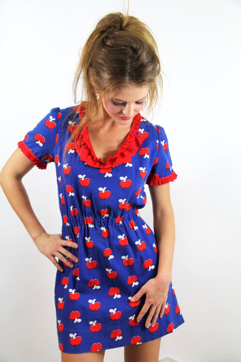 True Vintage Dress. Vintage 60s Dress. Red Apple Mini Dress. Vintage ...