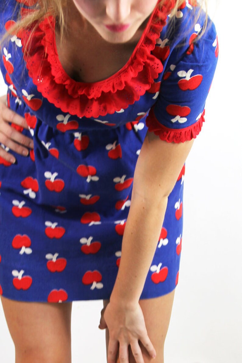 True Vintage Dress. Vintage 60s Dress. Red Apple Mini Dress. Vintage ...