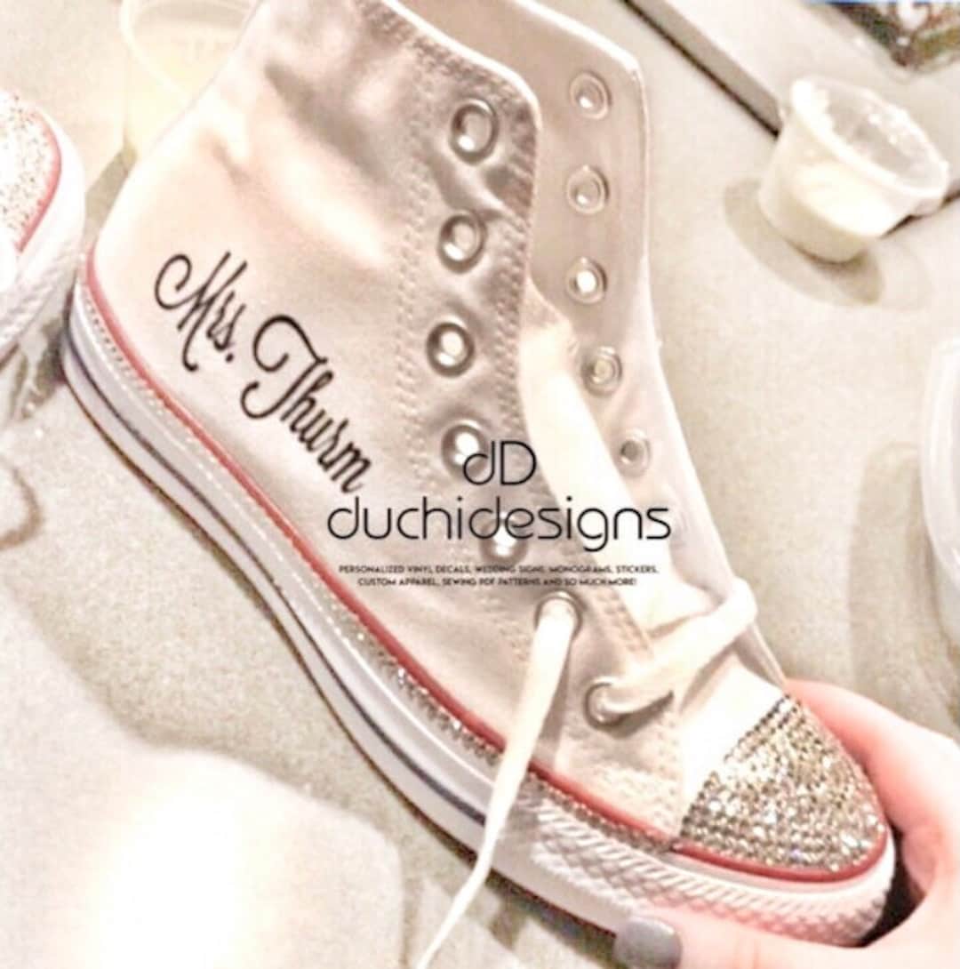 Custom Wedding Shoe Decals: Iron-on Name & Date - Etsy