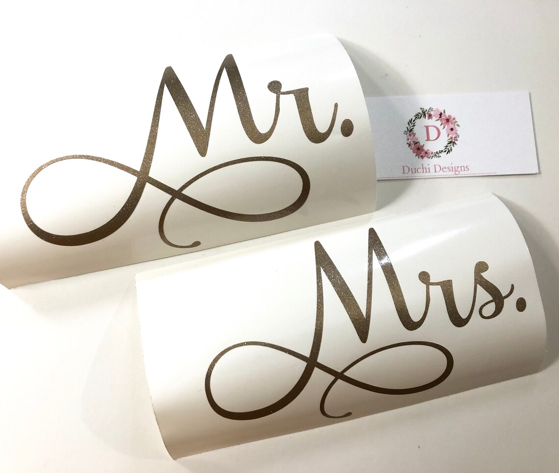 Mr and Mrs Decals SET Mr and Mrs Wine Glass Decals Champagne - Etsy