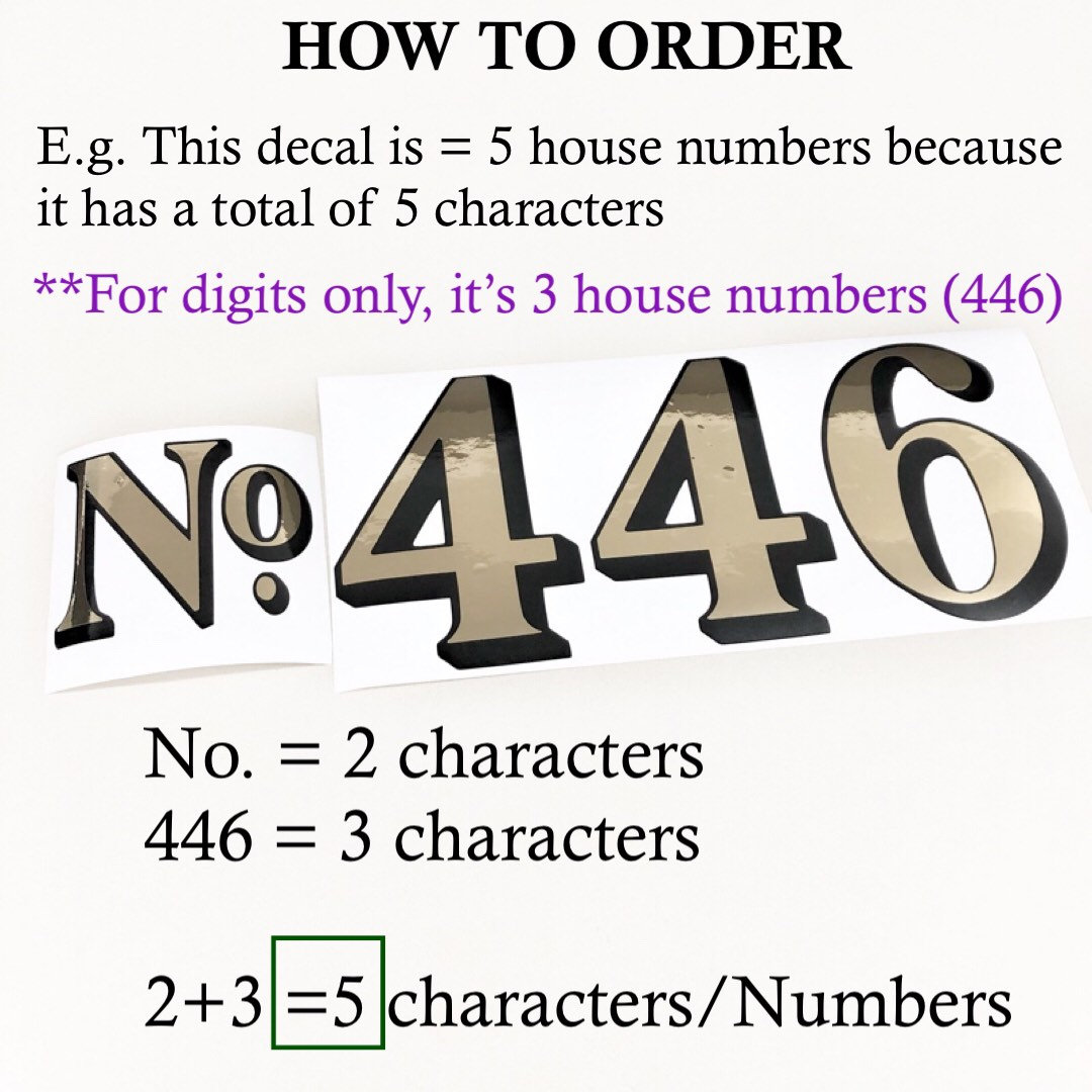 Numéro Sign Gold Foil Transom Glass Number Decals Home Address Transom ...