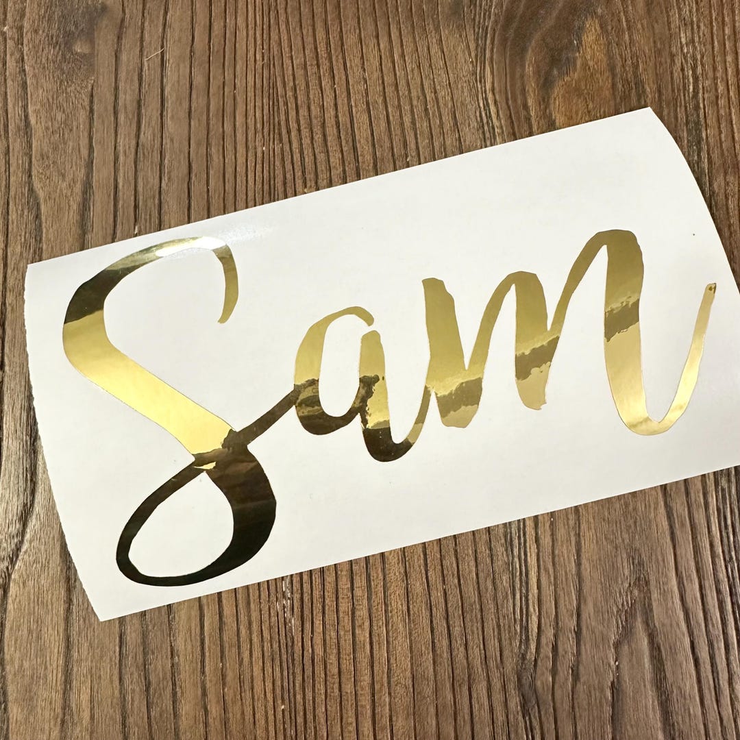 Custom Gold Foil Name Decal in Chrome Gold Script Font, Gold Leaf ...