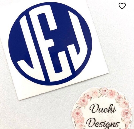 Monogram Decal Round Monogram Decal Circle Monogram Decal | Etsy
