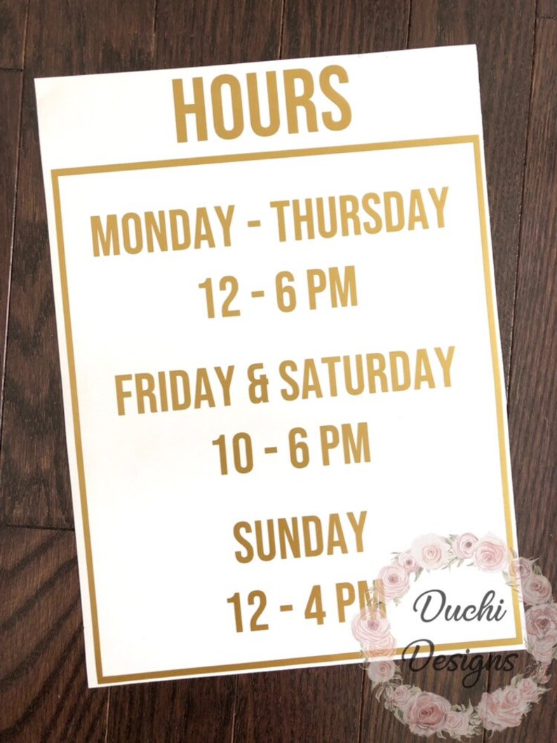 Business Hours Decal Business Hours Vinyl Sticker Custom - Etsy