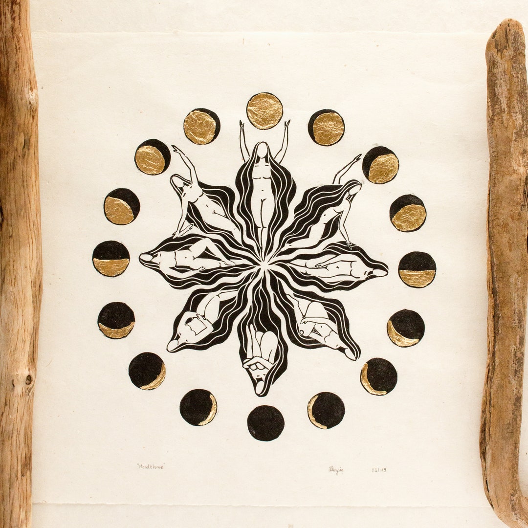 Moon Flower Moon Cycle / Moon Phase Goddess Magic Art Print Femininity ...