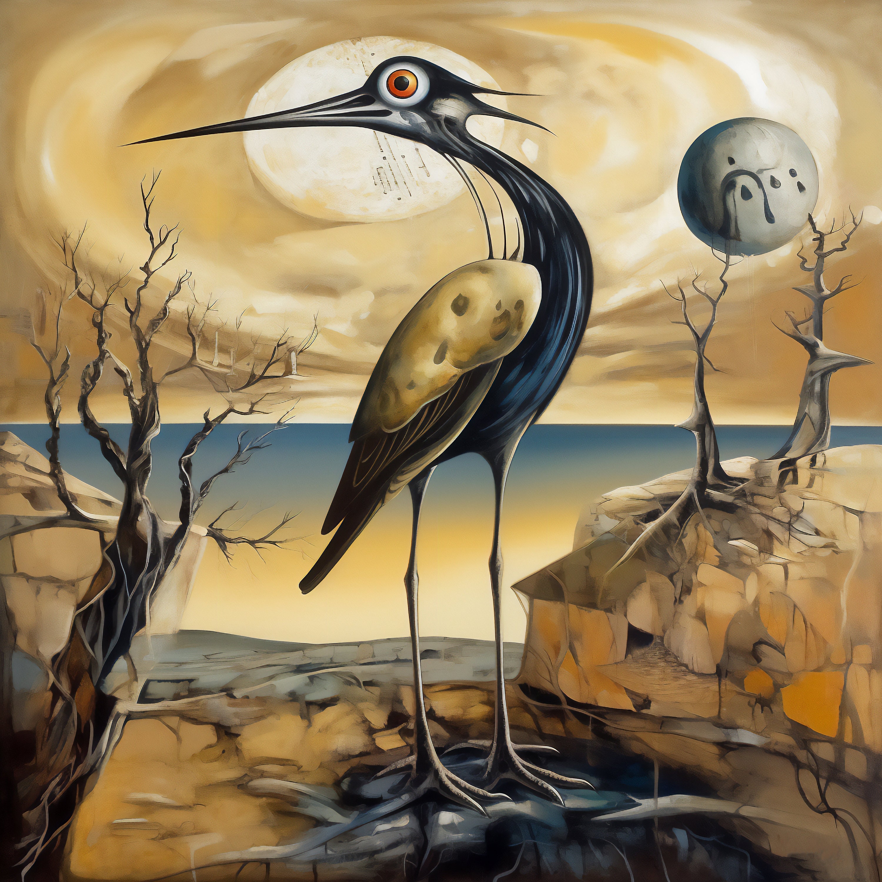 Surrealistic Digital AI Art Surreal Bird Printable Art - Etsy