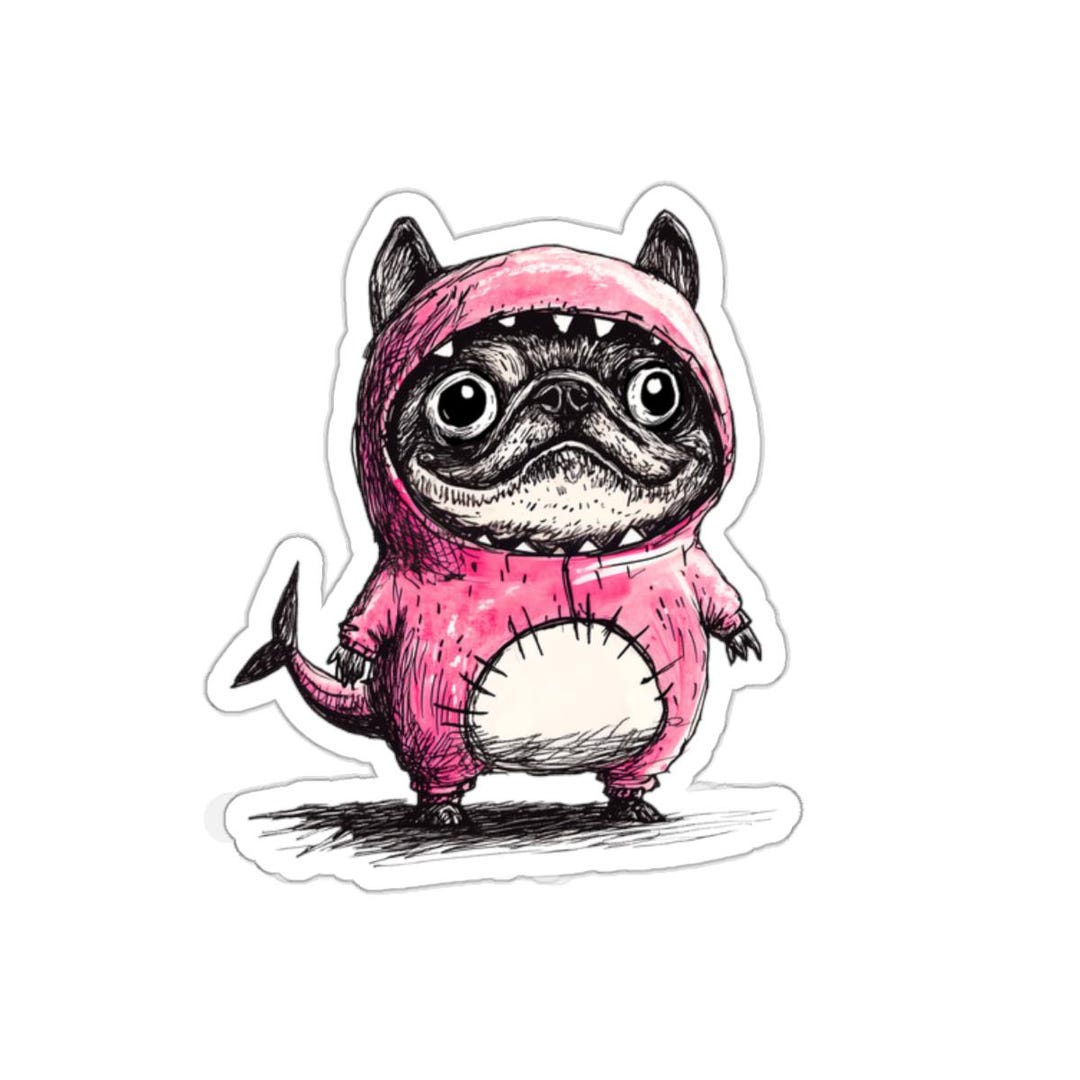 Funny Pug in a Shark Costume Kiss-cut Sticker, Zodiac Pisces Sticker ...