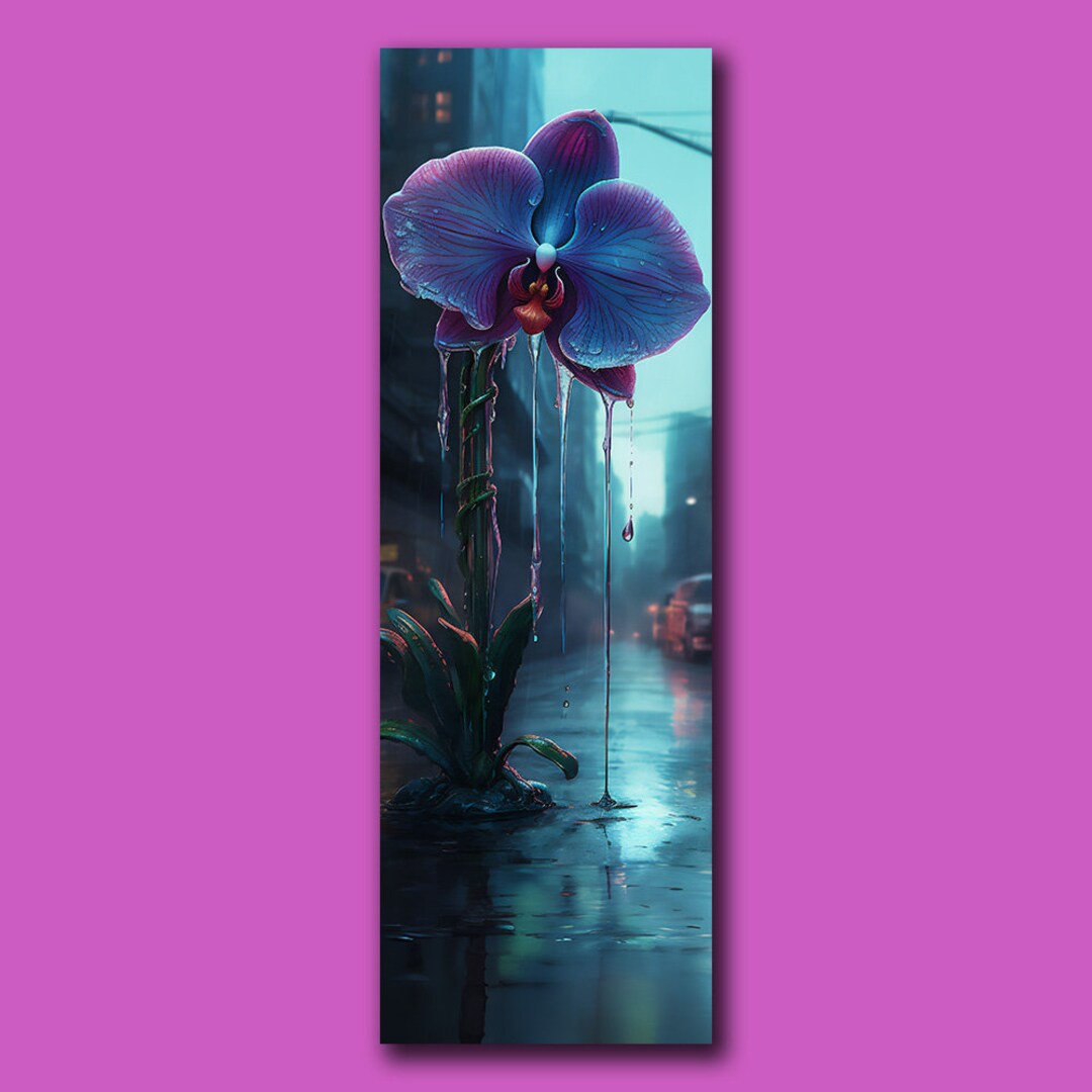 Drippy Orchid Bookmark Digital Download of Psychedelic - Etsy