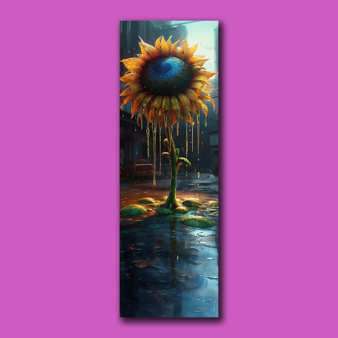 Drippy Sunflower Bookmark Digital Download of Psychedelic - Etsy
