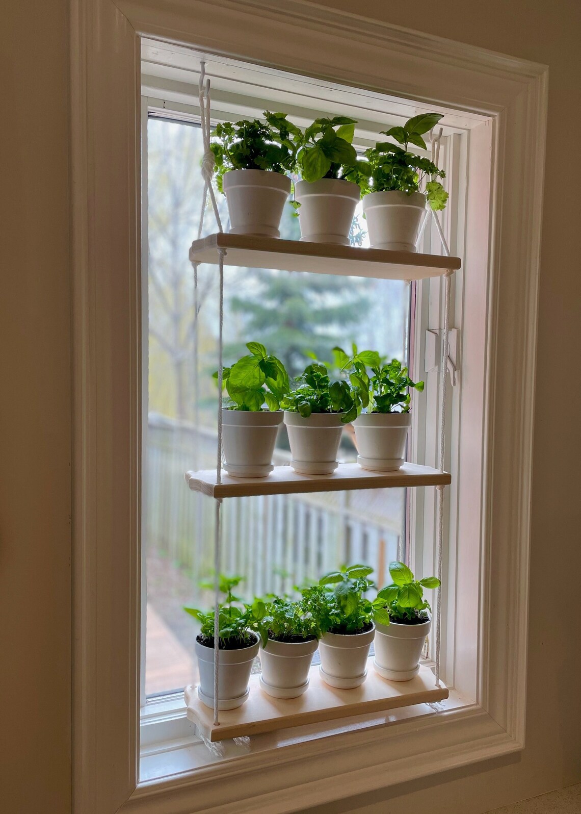 3 Tiered Hanging Shelf Unit Rope Hanging Shelves Hanging - Etsy