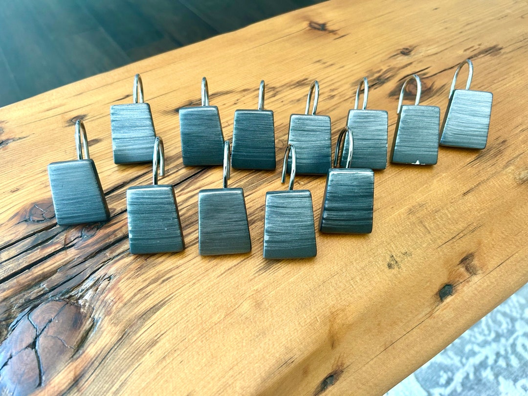 Pewter Gray Geometric Trapezoid Shaped Shower Hooks - Etsy