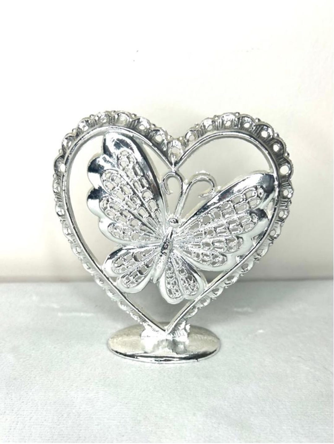 Vintage Torino Silver Butterfly Heart Earring Holder Figurine - Etsy