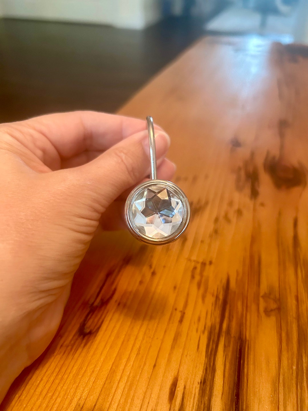 Silver Round Faux Crystal Design Shower Hooks Rings - Etsy