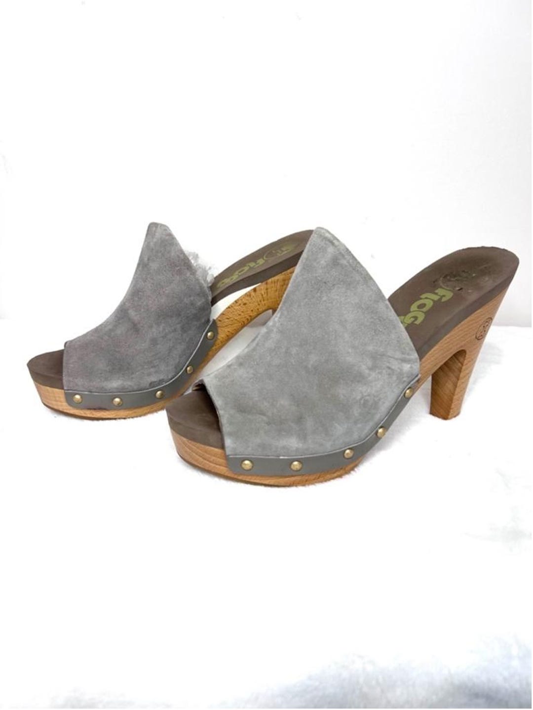 Flogg Women's Suede Clogs Heels 8.5 Grey Taupe Greige - Etsy