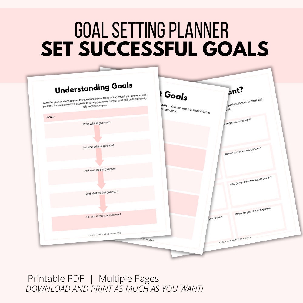 Goal Setting Planner, 2023 Goal Planning, Goal Setting Worksheet Bundle ...