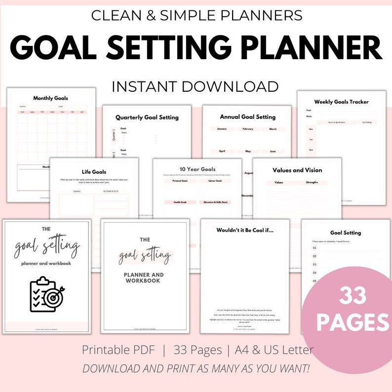 Goal Setting Planner, 2023 Goal Planning, Goal Setting Worksheet Bundle ...
