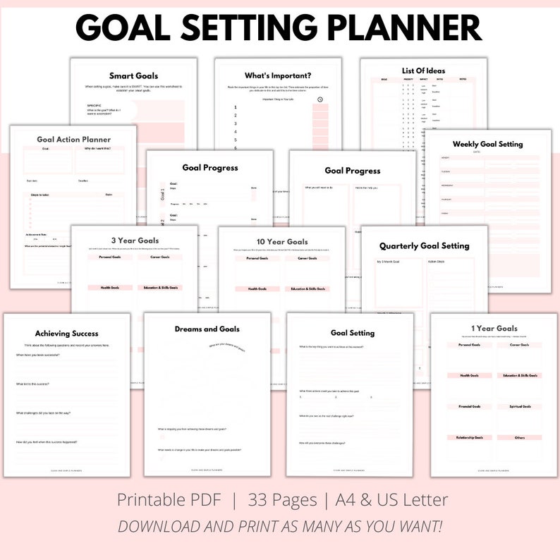 Goal Setting Planner, 2023 Goal Planning, Goal Setting Worksheet Bundle ...