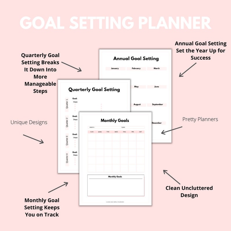Goal Setting Planner, 2023 Goal Planning, Goal Setting Worksheet Bundle ...