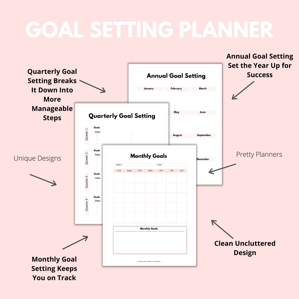 Goal Setting Planner, 2023 Goal Planning, Goal Setting Worksheet Bundle ...