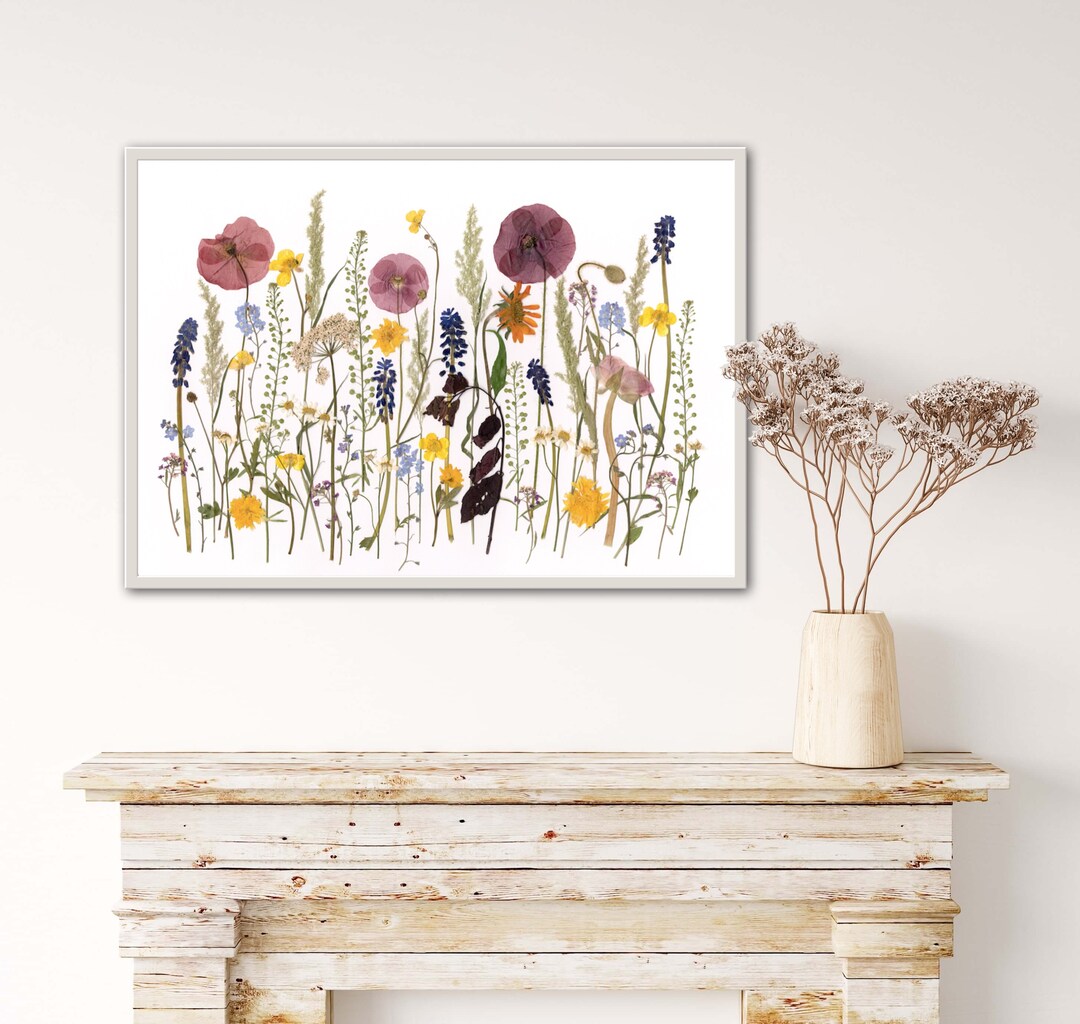 Pressed Flower Art Print A3 Size, Botanical Artwork Print, Pressed ...