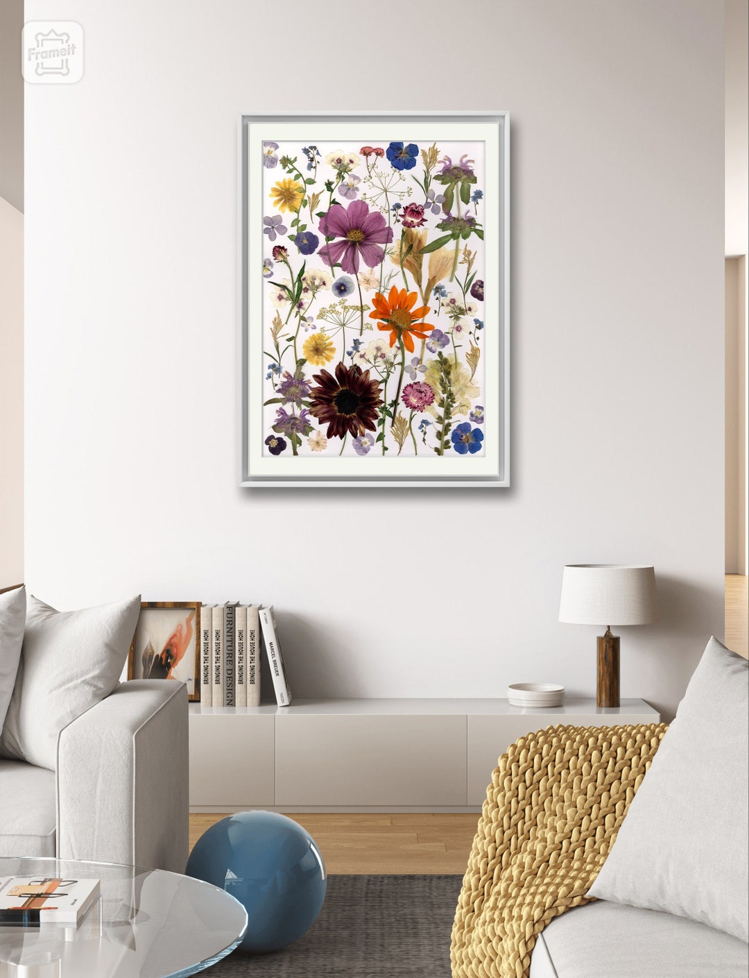 Pressed Flower Art Print A3 Size, Botanical Artwork Print, Colourful ...