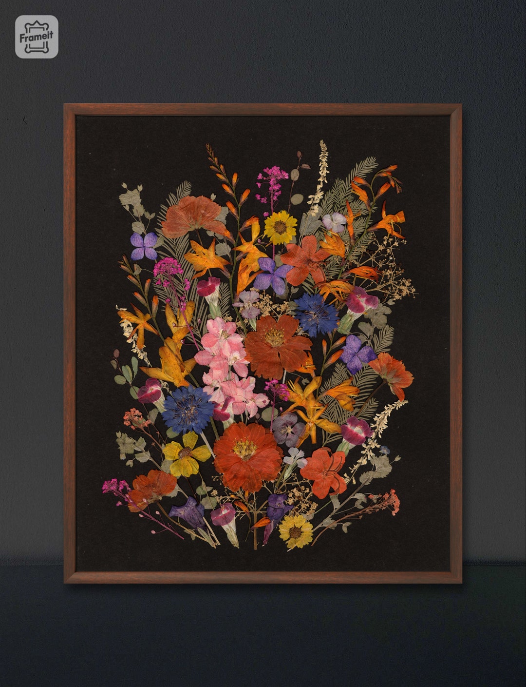 Pressed Flower Art Print A4 Size, Botanical Artwork Print, Colourful ...