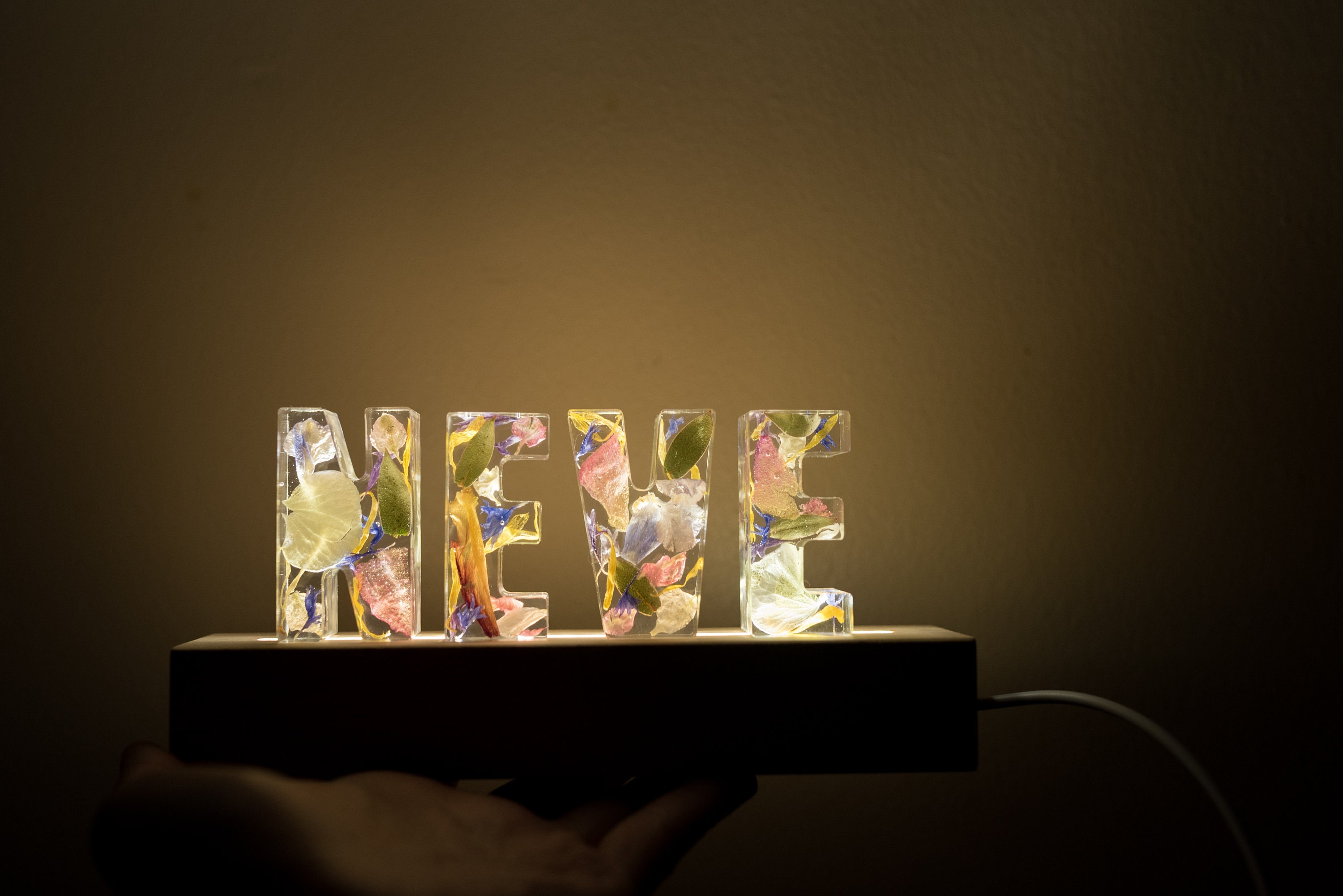 Floral Resin Letters With LED Stand // Made to Order - Etsy UK