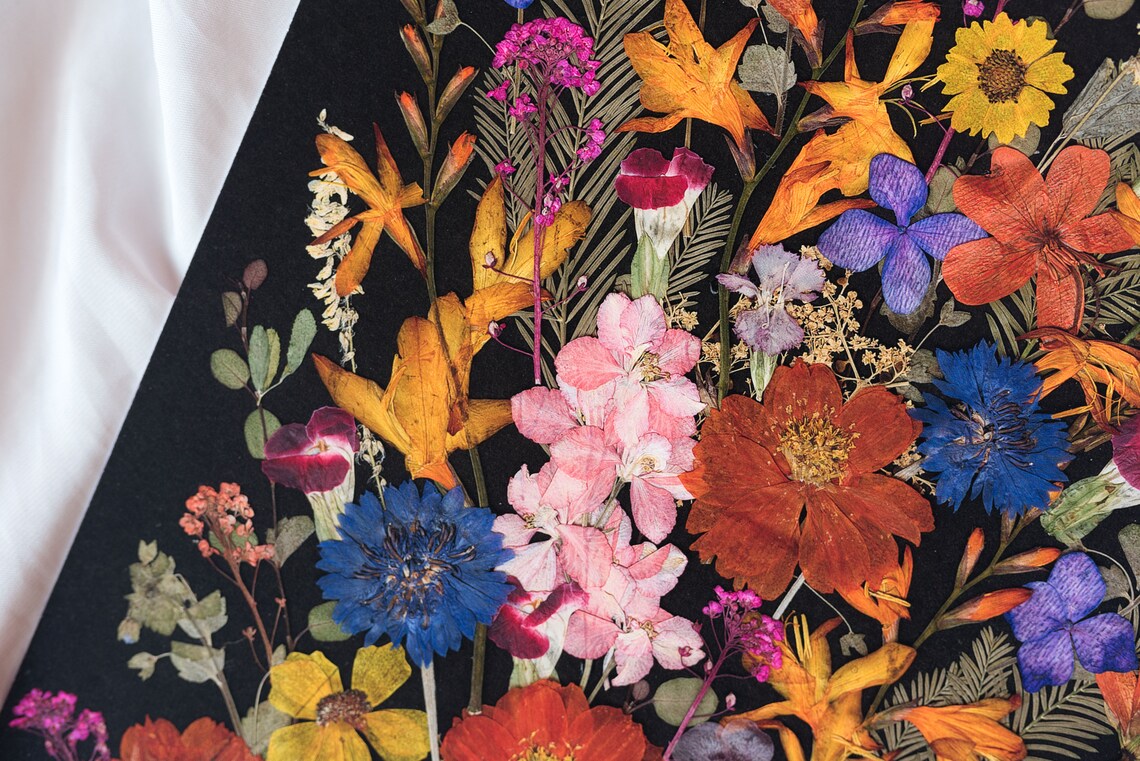 Pressed Flower Art Print: Colorful Botanical Artwork (A4) - Etsy