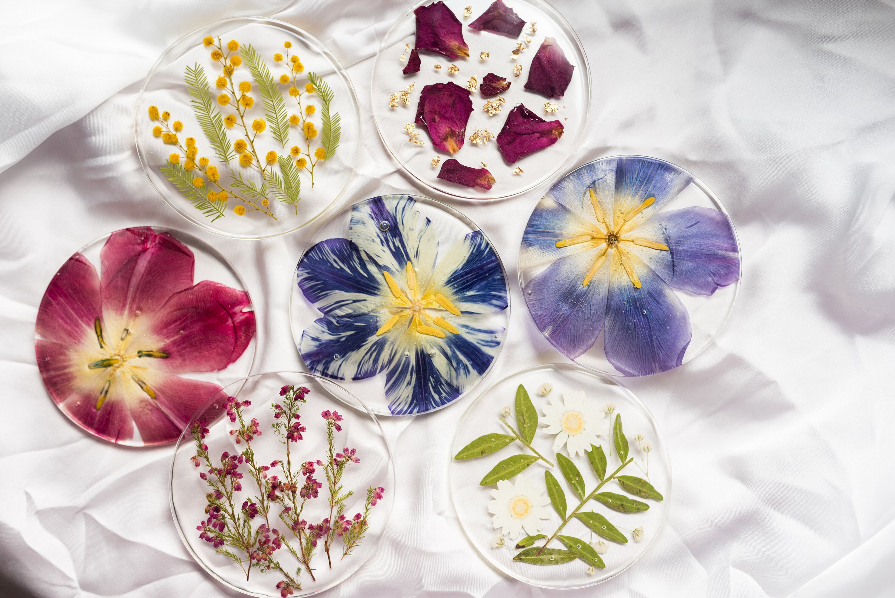 Floral Resin Coasters Handmade coasters Botanical coasters | Etsy