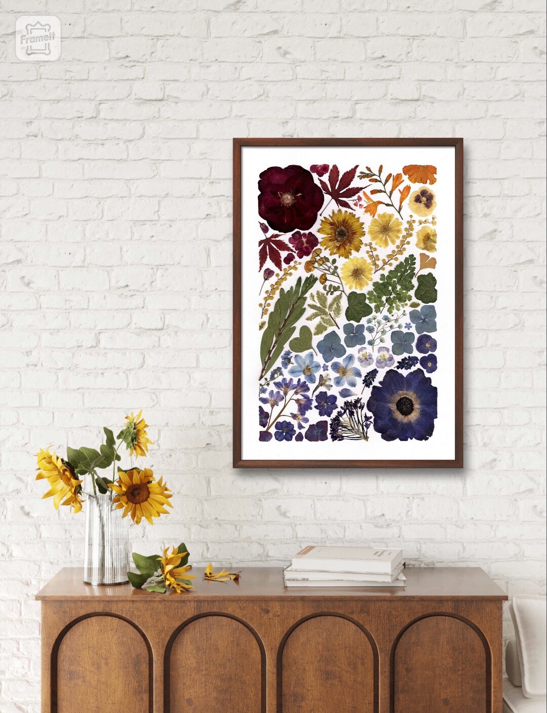 Pressed Flower Art Print A3 Size, Botanical Artwork Print, Colourful ...