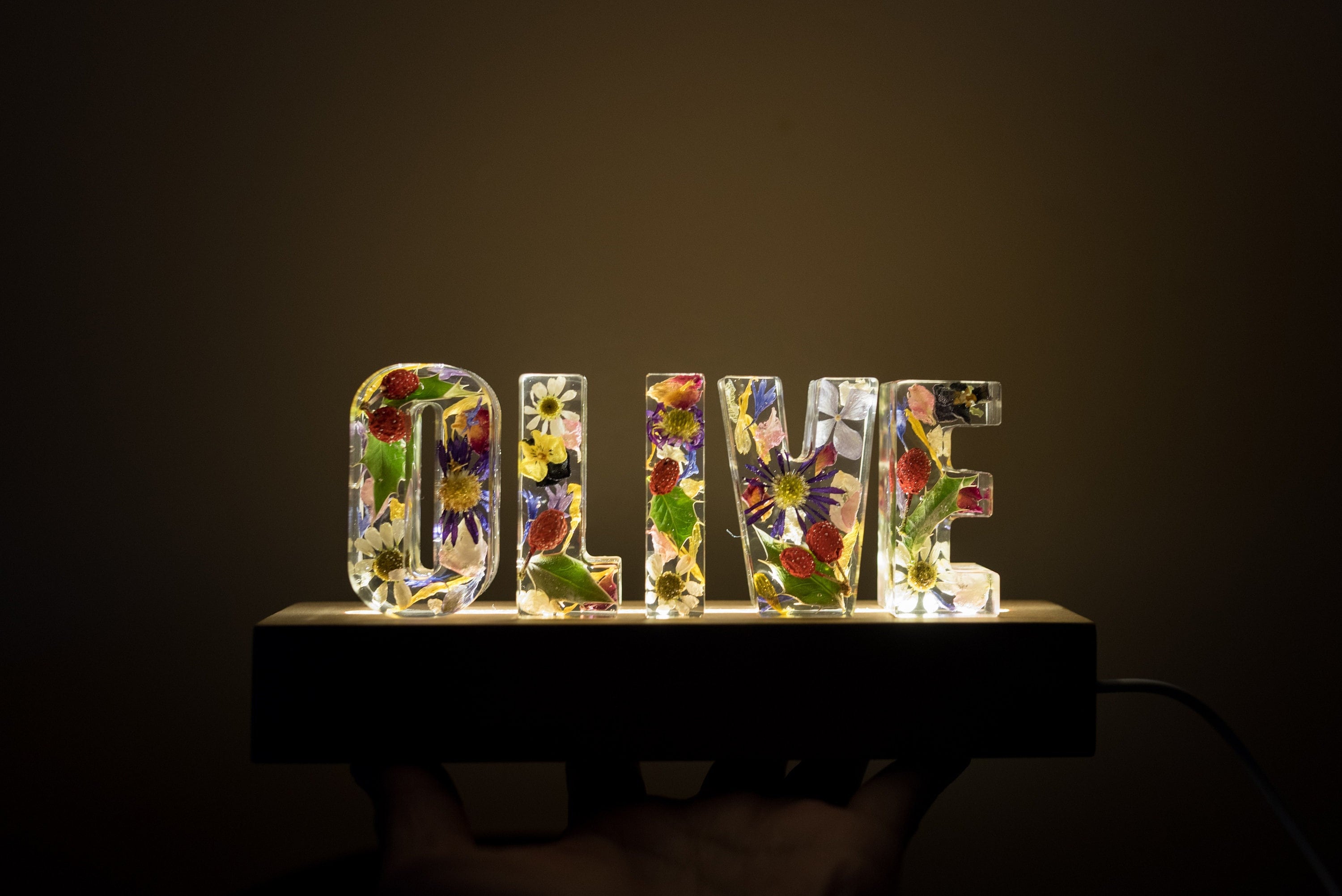 Floral Resin Letters With LED Stand // Made to Order - Etsy UK
