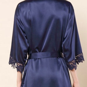 Navy Satin Robe, Bridal Party Robe, Perfect Gift for Robes,navy Wedding ...
