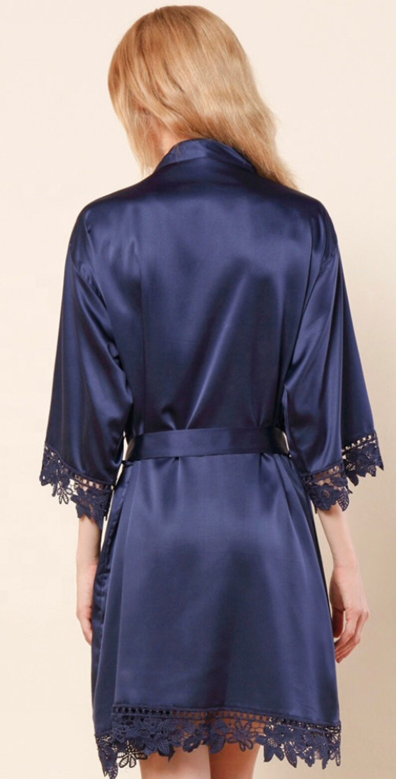 Navy Satin Robe, Bridal Party Robe, Perfect Gift for Robes,navy Wedding ...